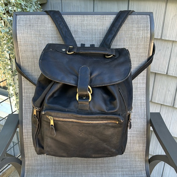 Frye | Bags | Large Frye Black Leather Backpack | Poshmark